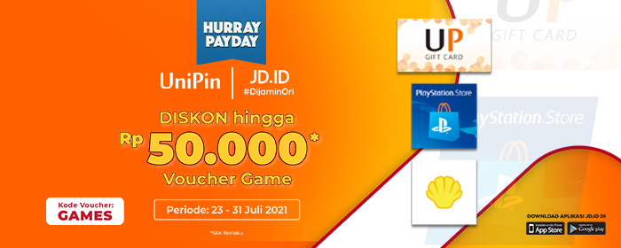 UniPin - Diskon hingga Rp 50.000 beli Voucher Game di Hurray Payday JDID!