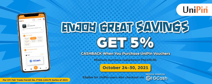 UniPin - GCash 5% Cashback October Promo (PH)