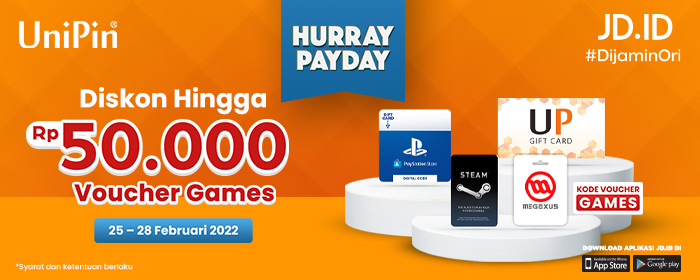 UniPin - Promo Diskon hingga Rp50.000 hanya di Hurray Payday Februari JDID