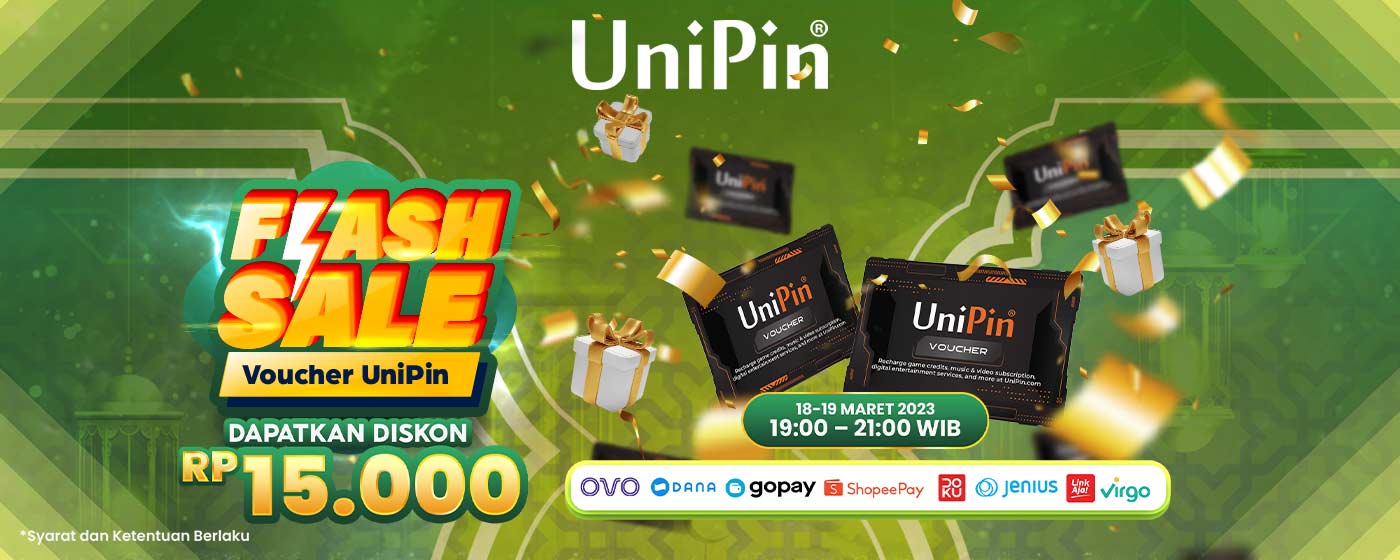 UniPin - FLASH SALE! Top Up Voucher UniPin Diskon 15.000!