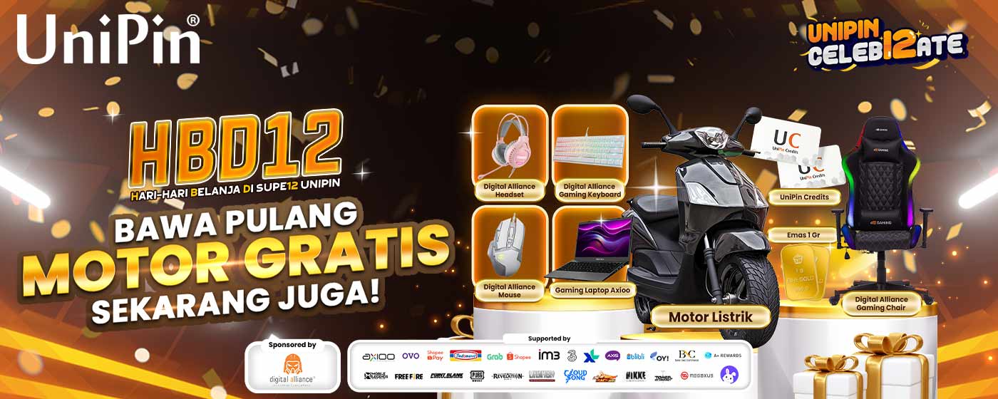 UniPin - HBD 12 – Bawa Pulang Motor Gratis Sekarang Juga!