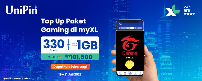 UniPin - Top Up Garena Shell 330 di MyXL dan Dapatkan Bonus Kuota 1GB!