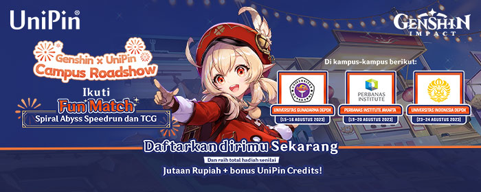 UniPin - UniPin x Genshin Campus Roadshow Akan Hadir di 3 Kampus!