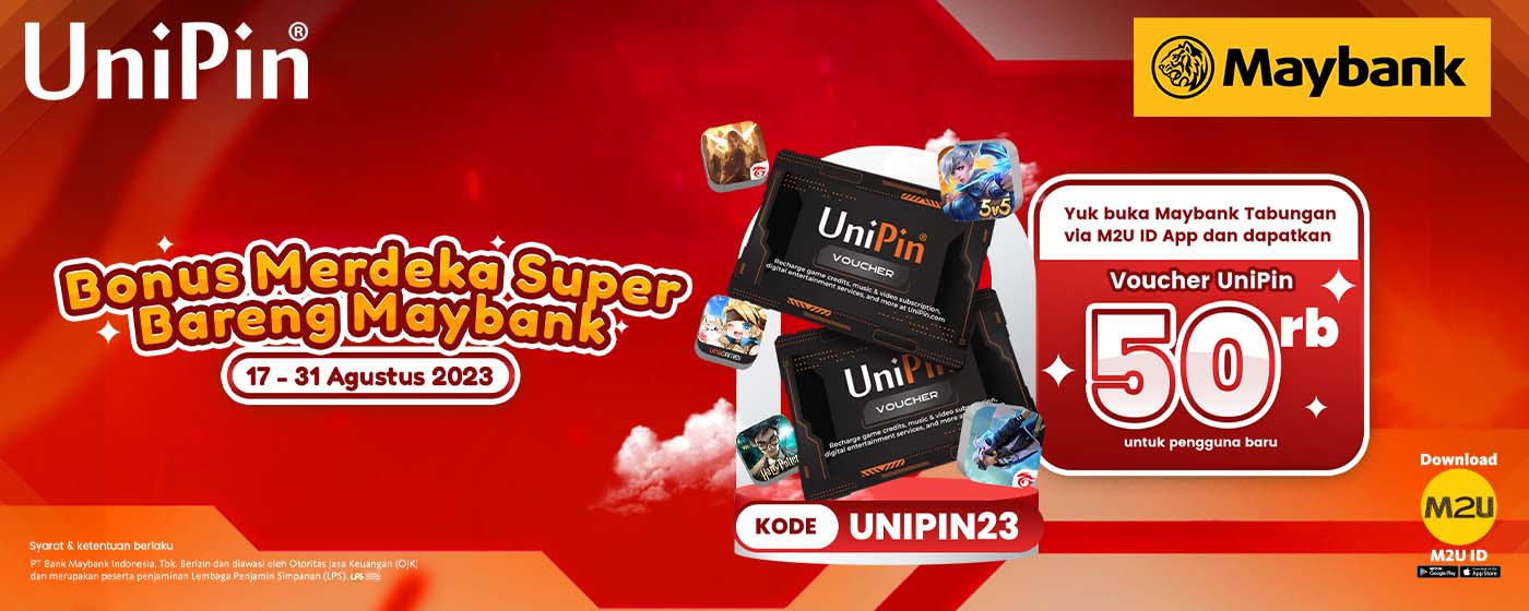 UniPin - Bonus Merdeka Super — Voucher UniPin 50rb dari Maybank!