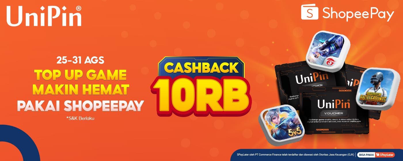 UniPin - Top Up Voucher Game dan Dapatkan Cashback 80% Hingga 10 Ribu!