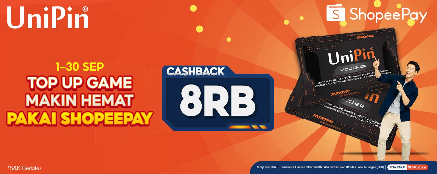 UniPin - Top Up Voucher Game Pakai ShopeePay, Dapatkan Cashback 80%!