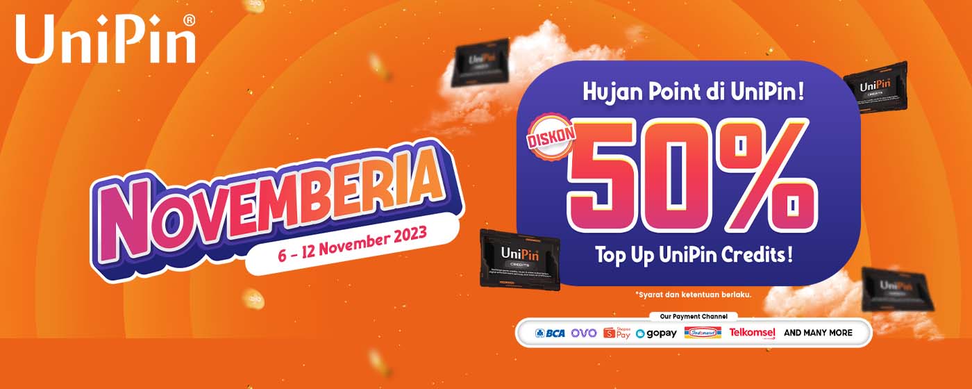 UniPin - NOVEMBERIA - Hujan Point Di UniPin! Diskon 50% Top Up UniPin ...