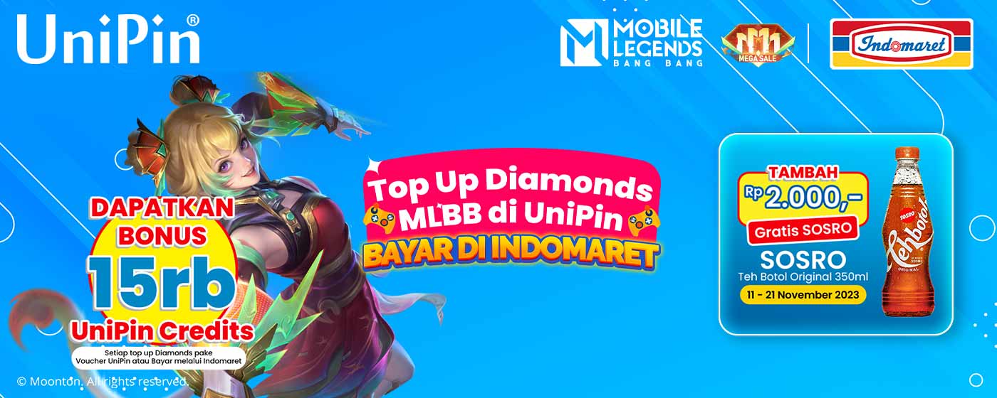UniPin - Top Up Diamonds MLBB dan Bayar di Indomaret, Bonus 15rb ...