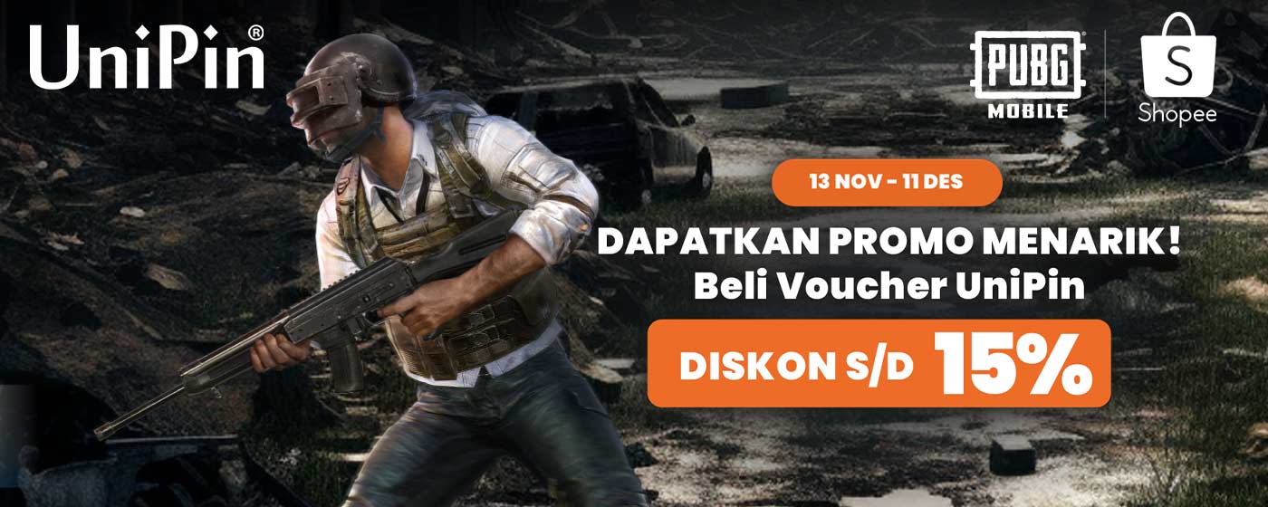 UniPin - Dapatkan Promo Menarik! Beli Voucher UniPin Diskon 15% di Shopee!