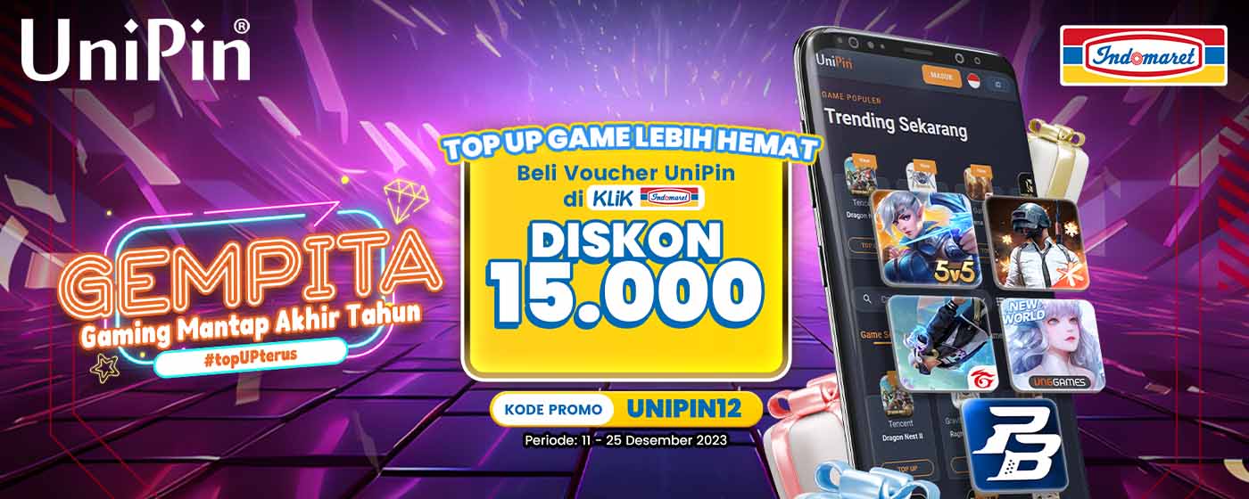 UniPin - Beli Voucher UniPin di Klik Indomaret dan Dapatkan Diskon Rp15,000