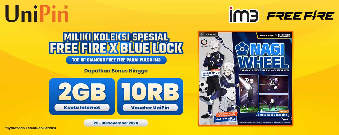 UniPin - Free Fire x Blue Lock – Top Up Pakai Pulsa IM3 Sekarang!