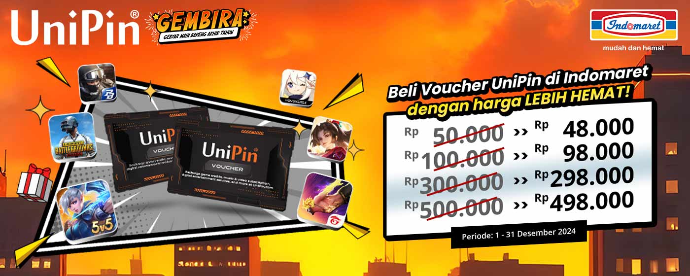 UniPin - Promo Akhir Tahun – Beli Voucher UniPin di Indomaret dengan ...