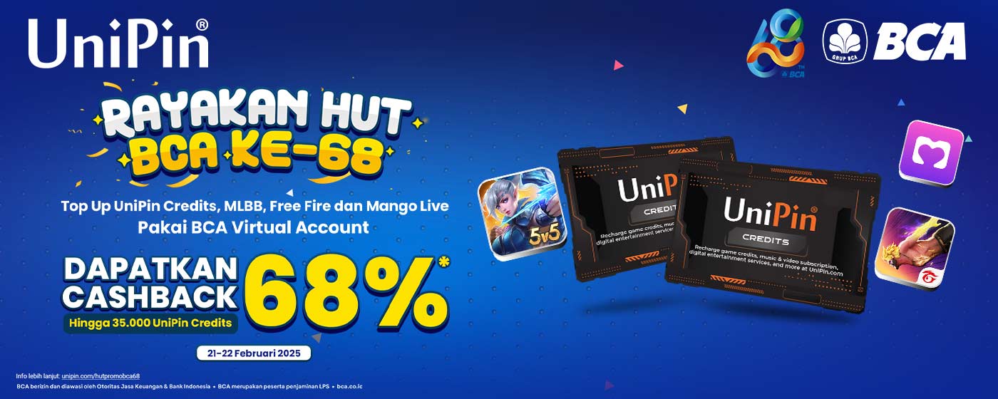 UniPin - Rayakan HUT BCA ke - 68 – Top Up Pakai BCA Virtual Account dan ...