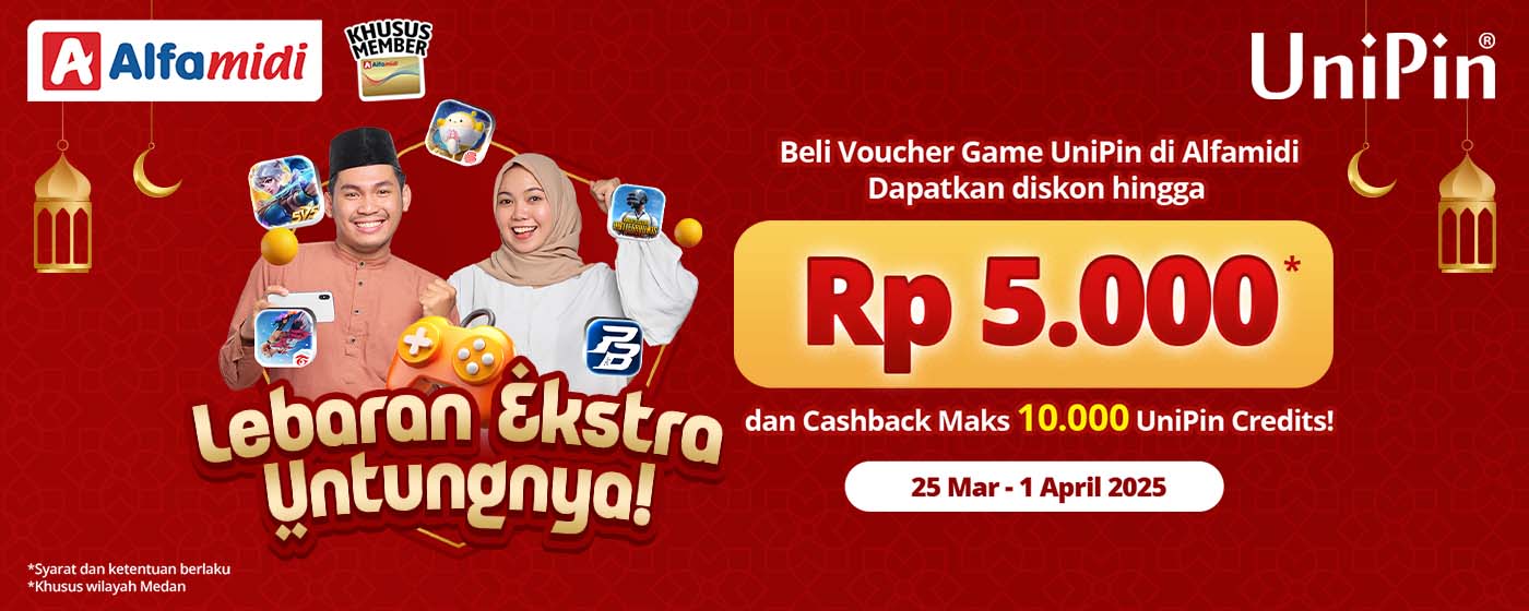 UniPin - Lebaran Extra Untungnya! Beli Voucher Game UniPin di Alfamidi ...