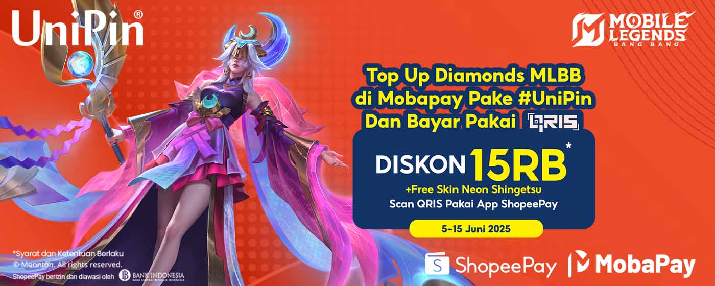 UniPin - Top Up MLBB Pakai QRIS - Bonus Skin Neon Shingetsu dan Diskon ...