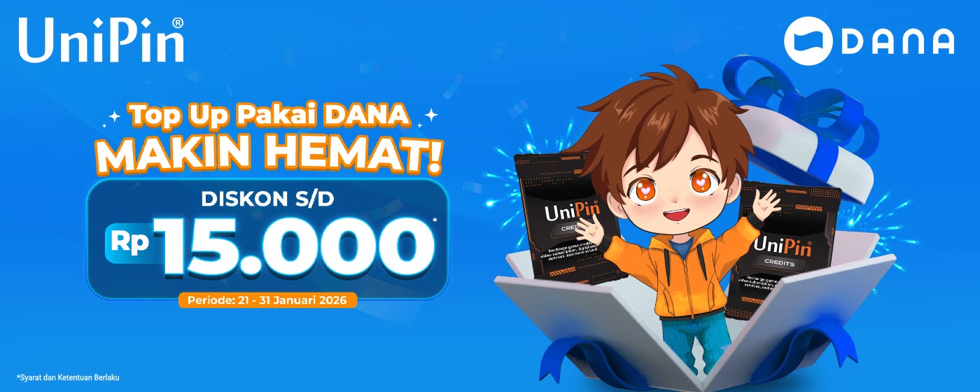 UniPin - Diskon 15Ribu dengan Top Up Pakai DANA!